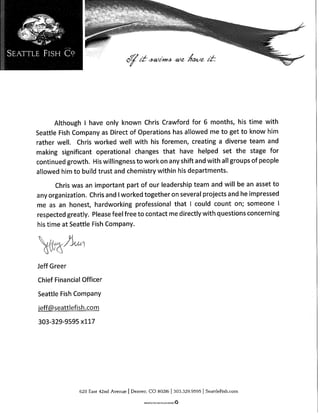 Seattle Fish Letter of Recommendation | PDF