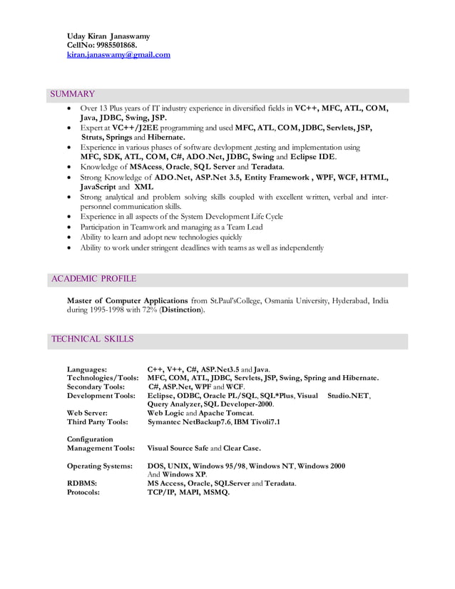 Uday Resume | DOCX | Programming Languages | Computing