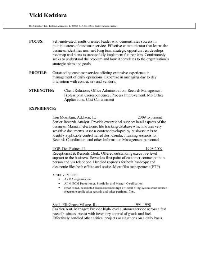 Vicki Kedziora resume