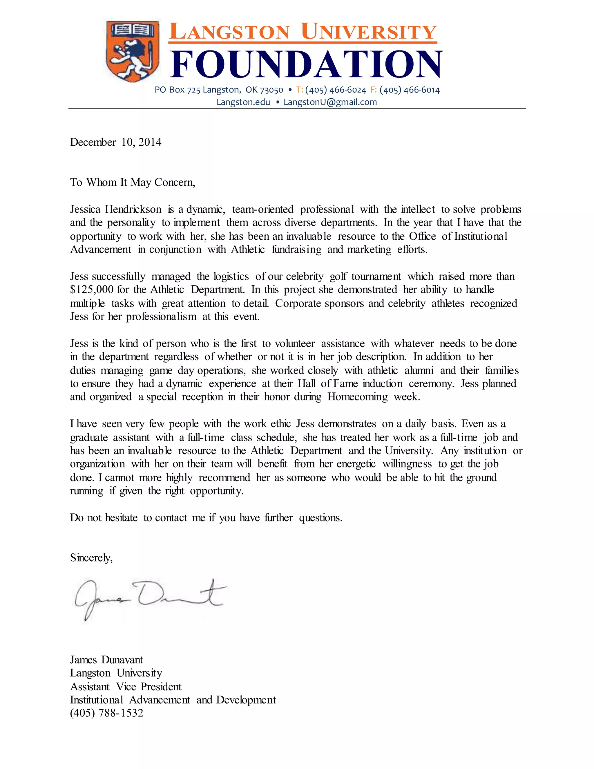 Jess Hendrickson recommendation letter | DOCX