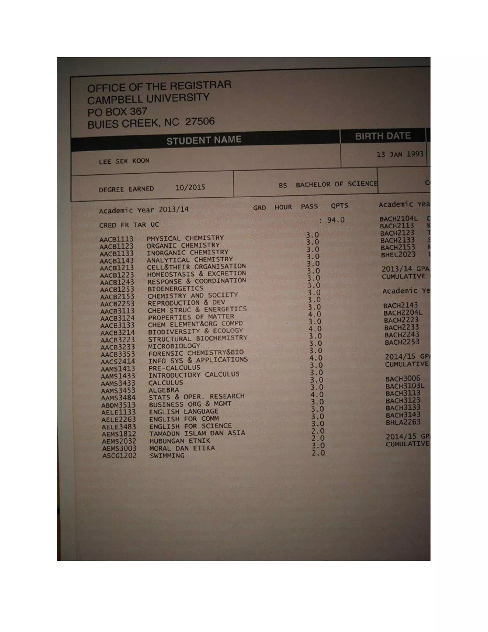 degreeresulttranscript | PDF