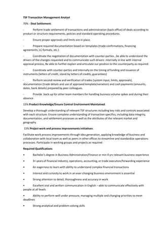 TSF Transaction Management Analyst | PDF