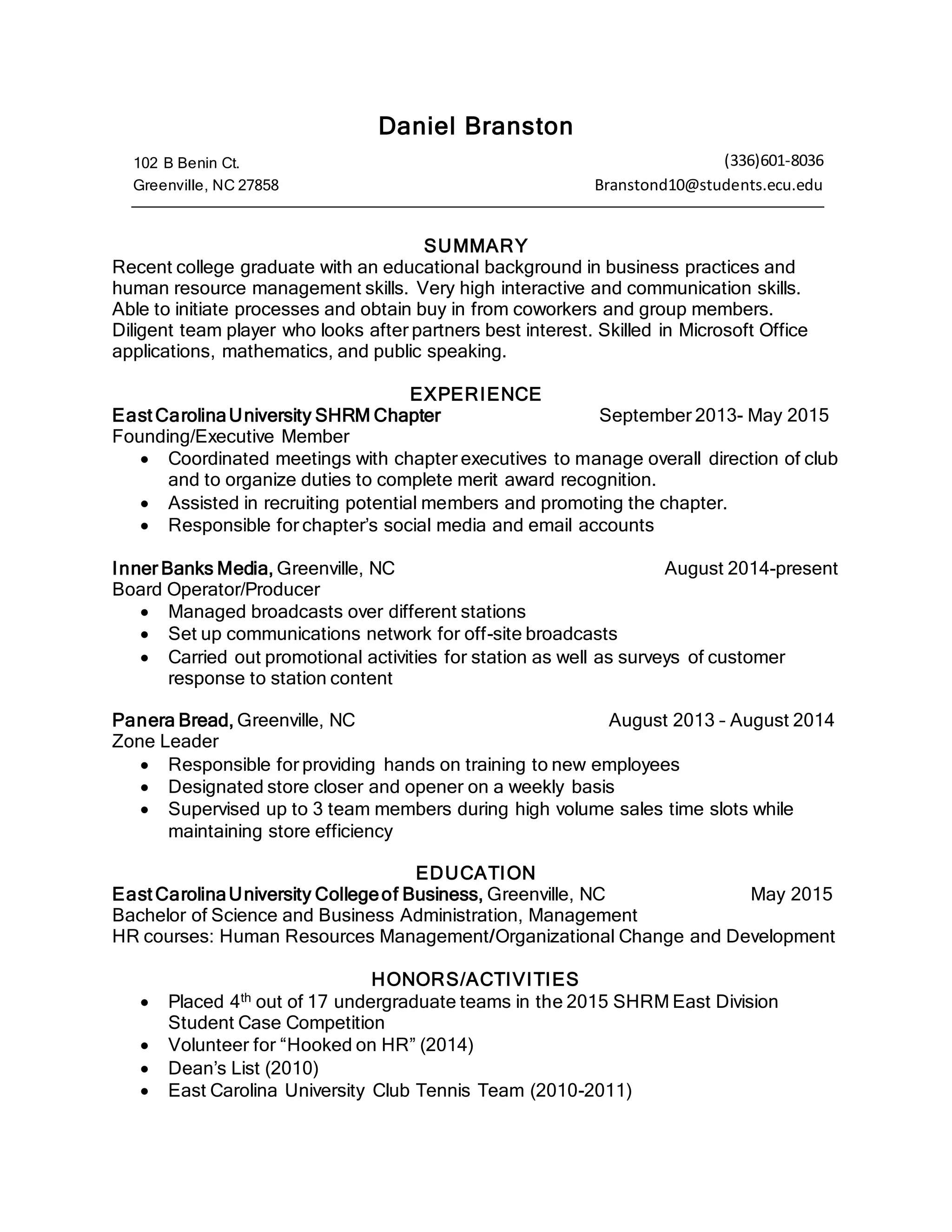 Daniel Branston - FINAL RESUME | DOCX