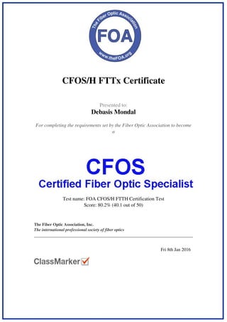 FOA CFOS/H FTTx Certificate | PDF