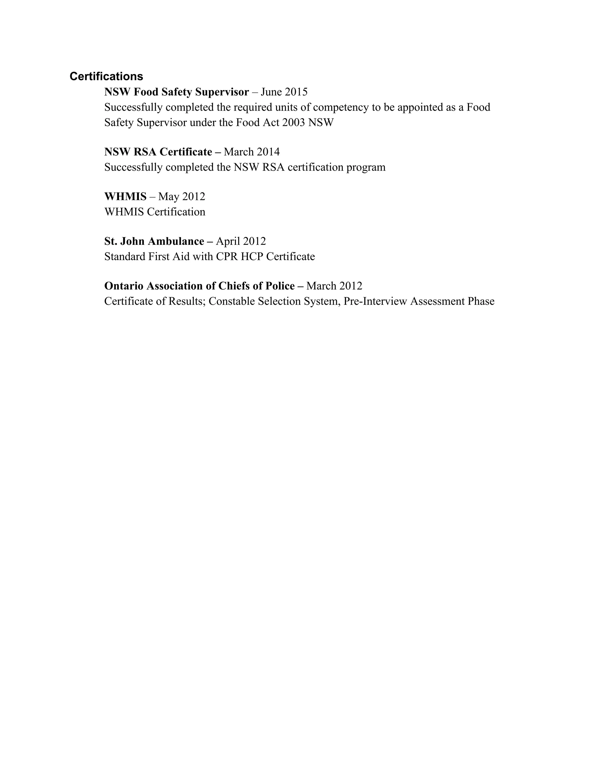 ResumeAustraliaNovember2016 | PDF