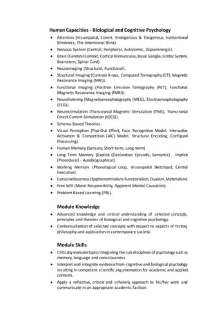 Master of Science in Psychology (Conversion) - Modules, Knowledge ...