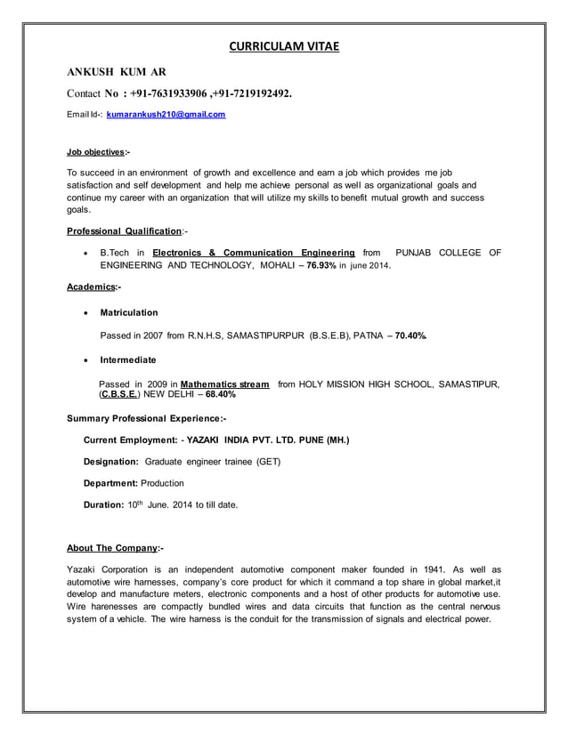 Ankush kumar cv | PDF