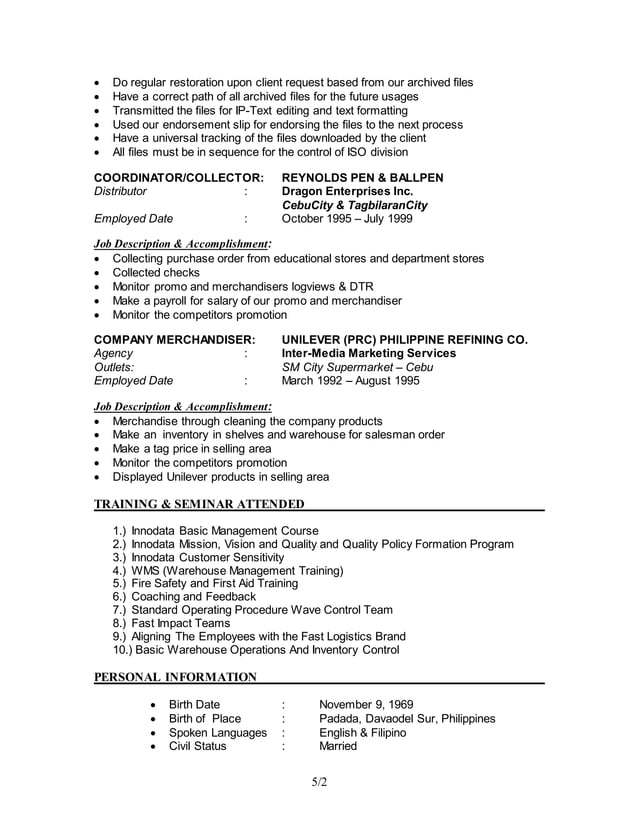 COMPREHENSIVE RESUME_updated_29102016 | PDF