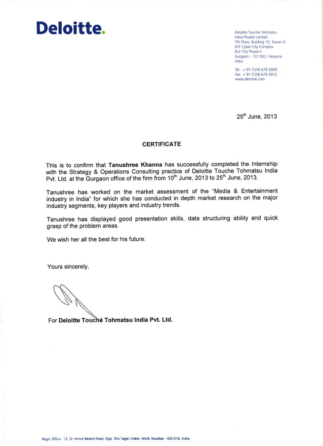 Deloitte certificate | PDF