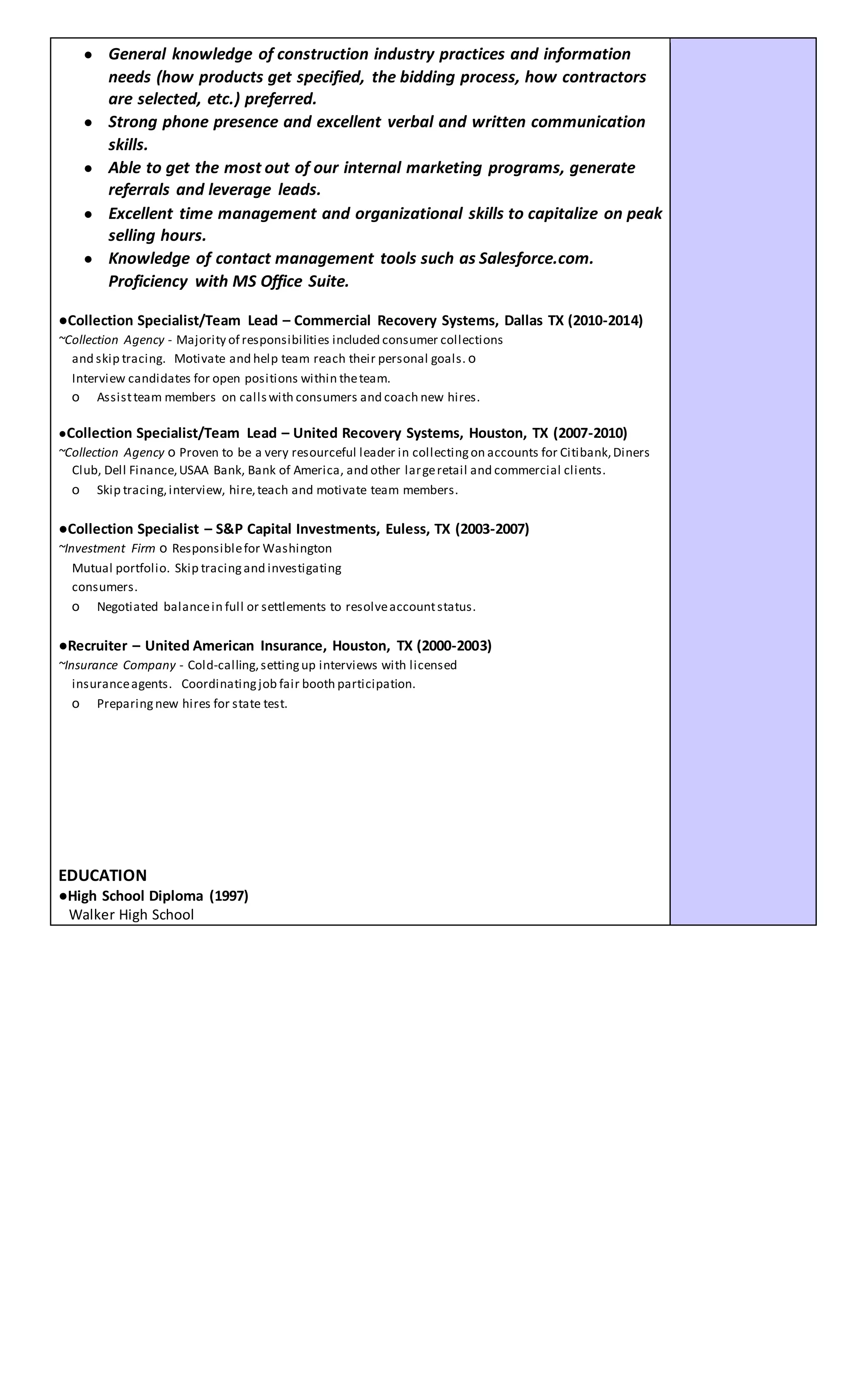 Derrick-Revised Resume | DOCX | Sales | Business