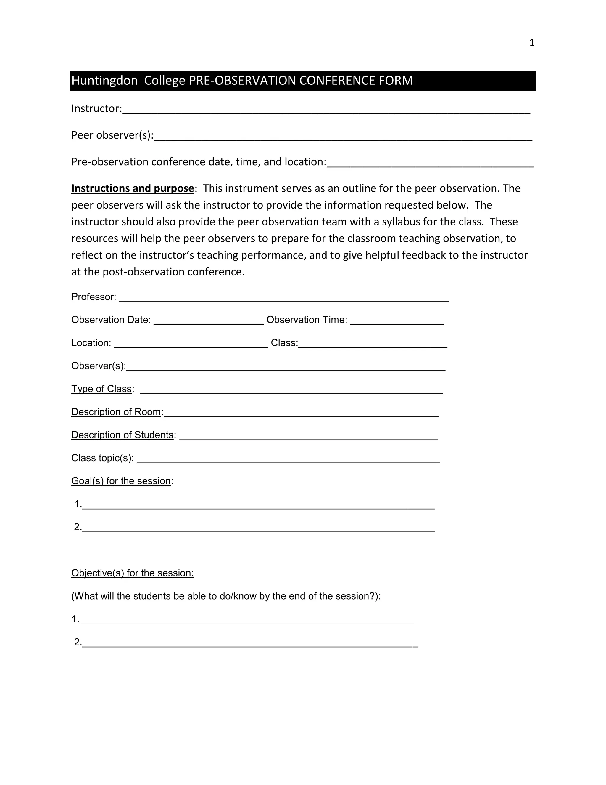 pre-observationformteachingrevisedsept4 (1) | PDF