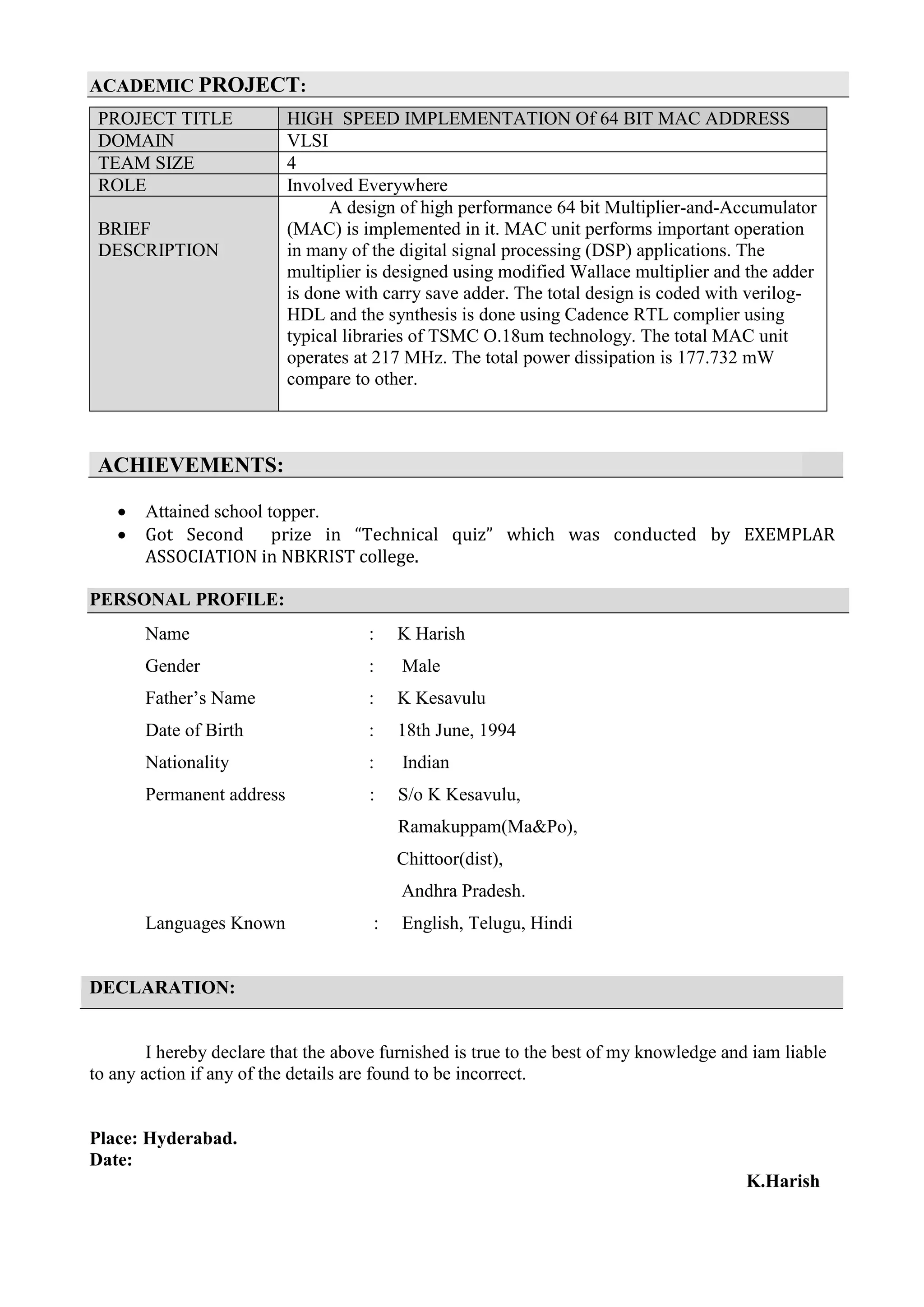 harish resume pdf1 | PDF