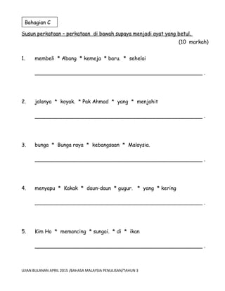 bahasa malaysia kertas 2 tahun 3 | DOC
