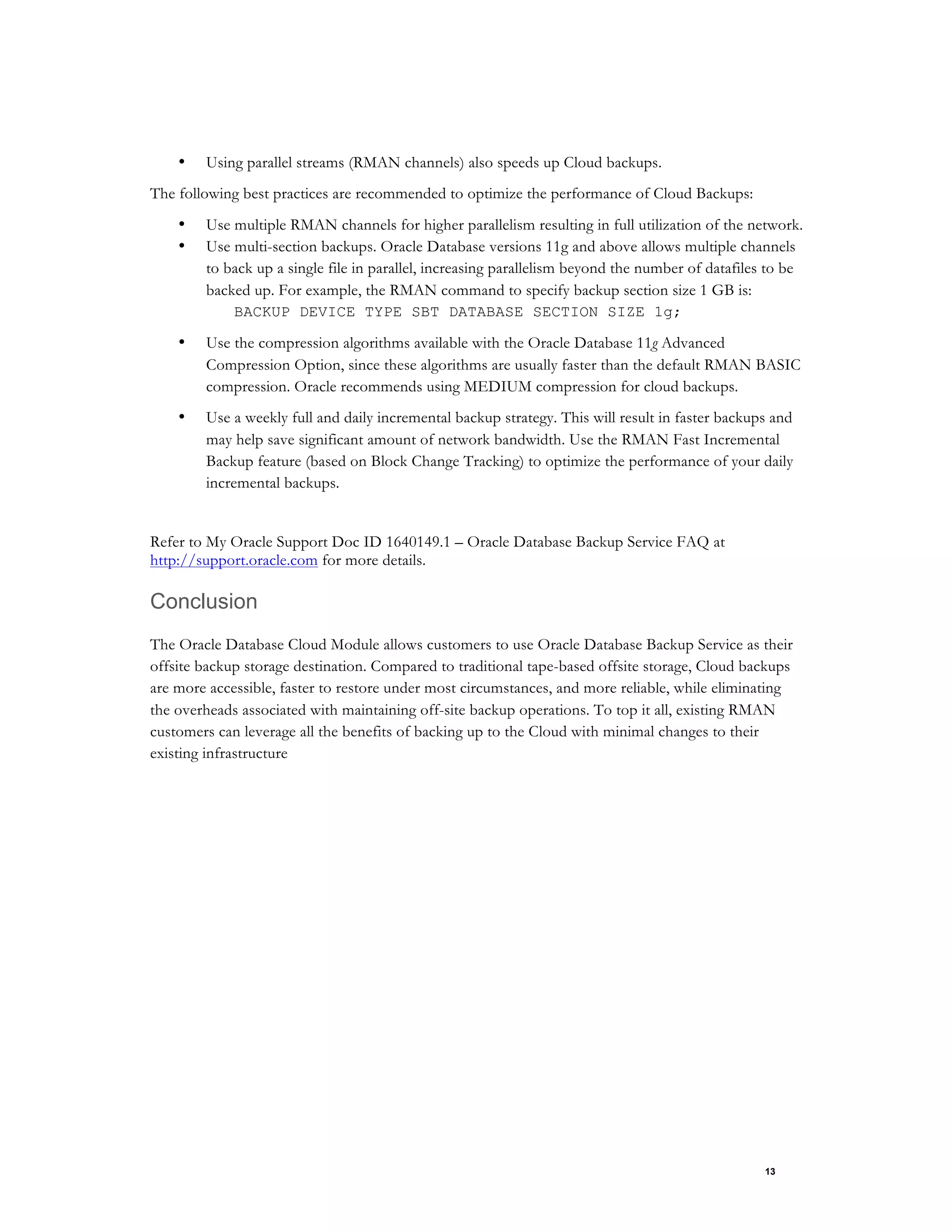 twp-oracledatabasebackupservice-2183633 | PDF