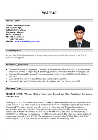 RESUME - MR. CHETAN BELOSE New | PDF