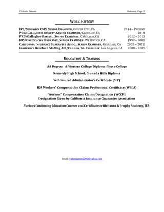 Resume Sample - Workers Compensation Claims | DOCX