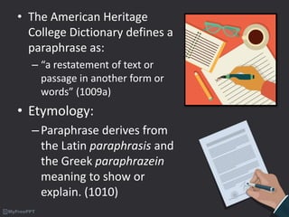 Paraphrasing - EAPP | POTX