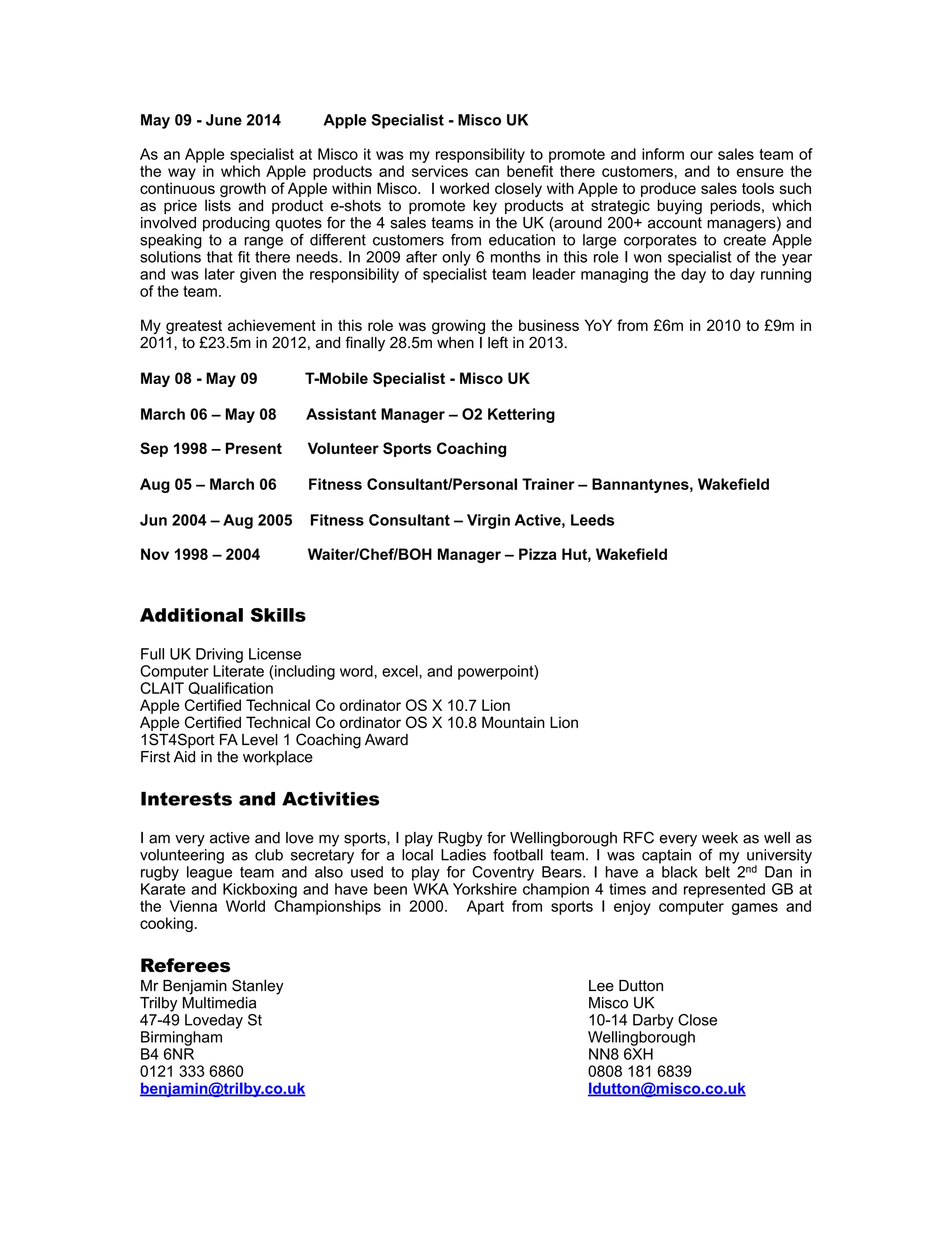 Darrell Raynard CV 2015 | PDF