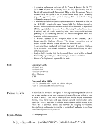 LAI JO YEE_Resume_22 May | PDF