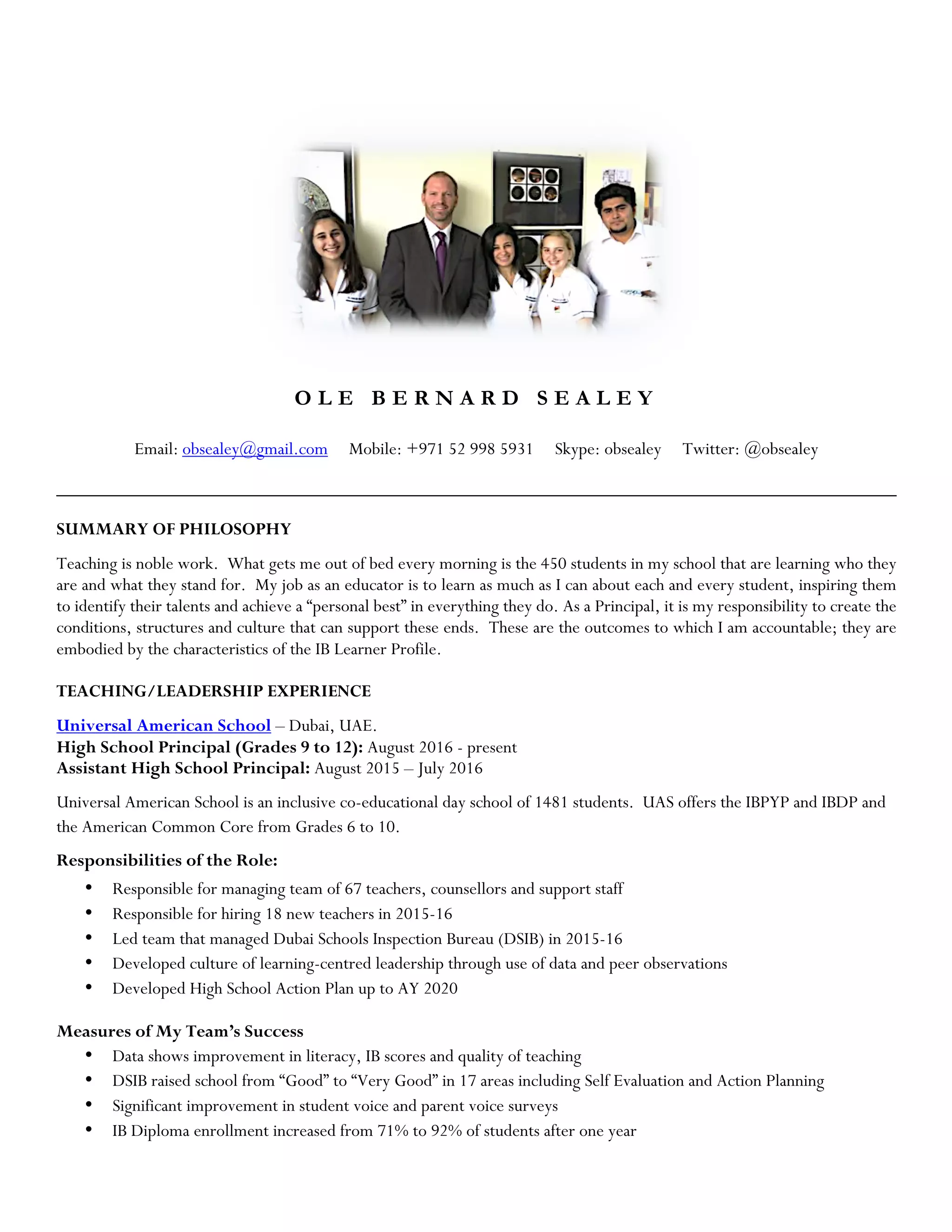 Ole Sealey_Leadership CV 2016 | PDF