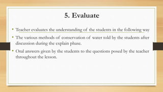 5 E Model Lesson Plan- Conservation of Water | PPTX