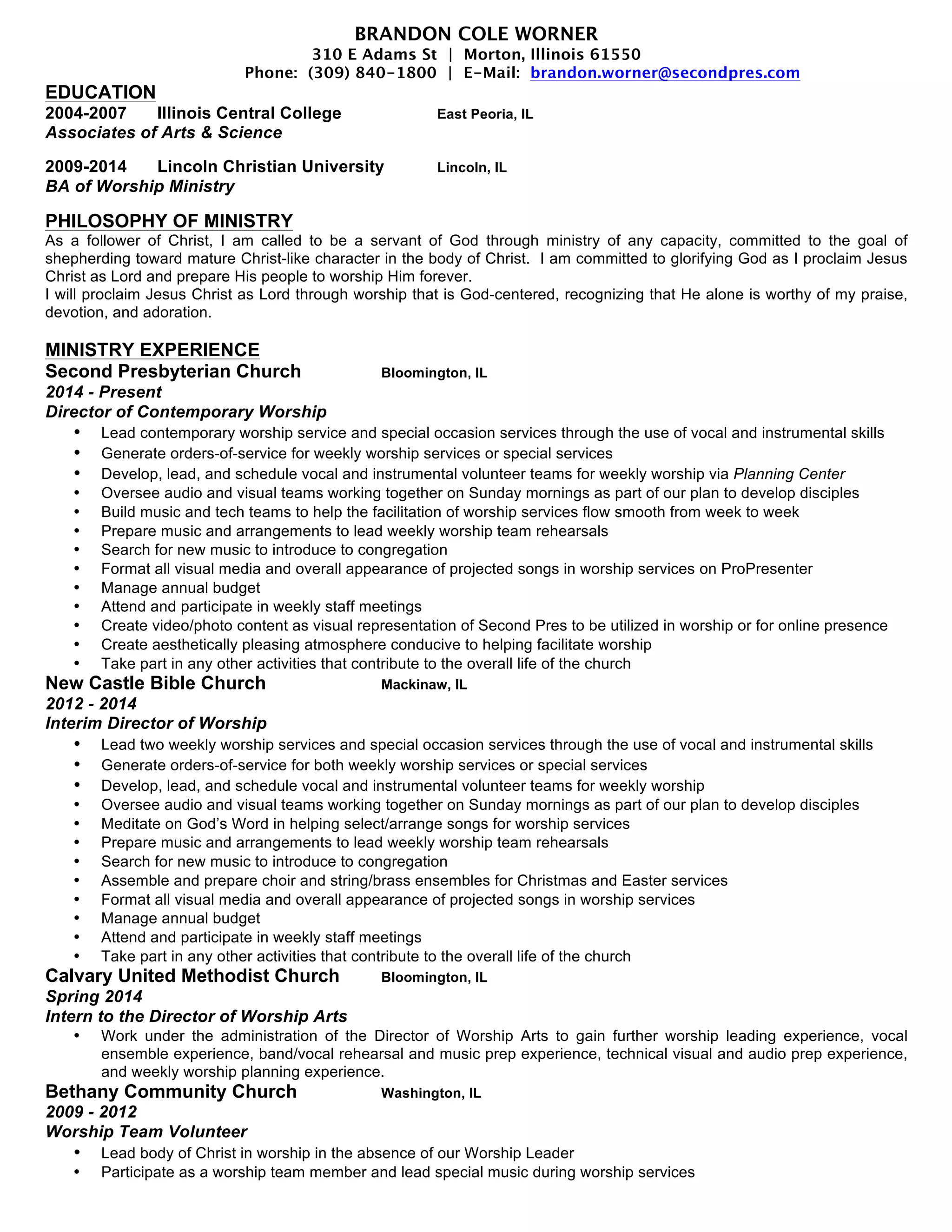 Ministry Resume | PDF