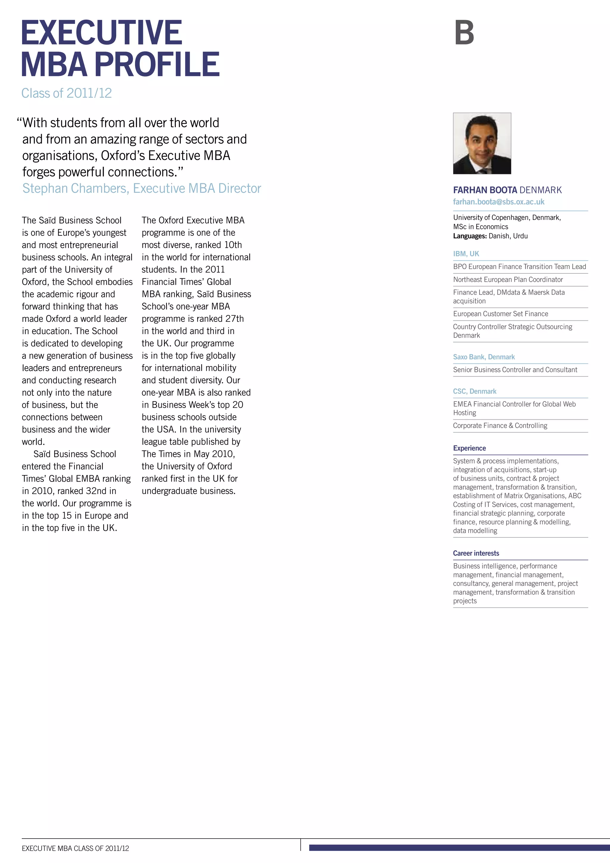 EMBA 8 ClassProfile book | PDF | Professional School | Postgraduate ...