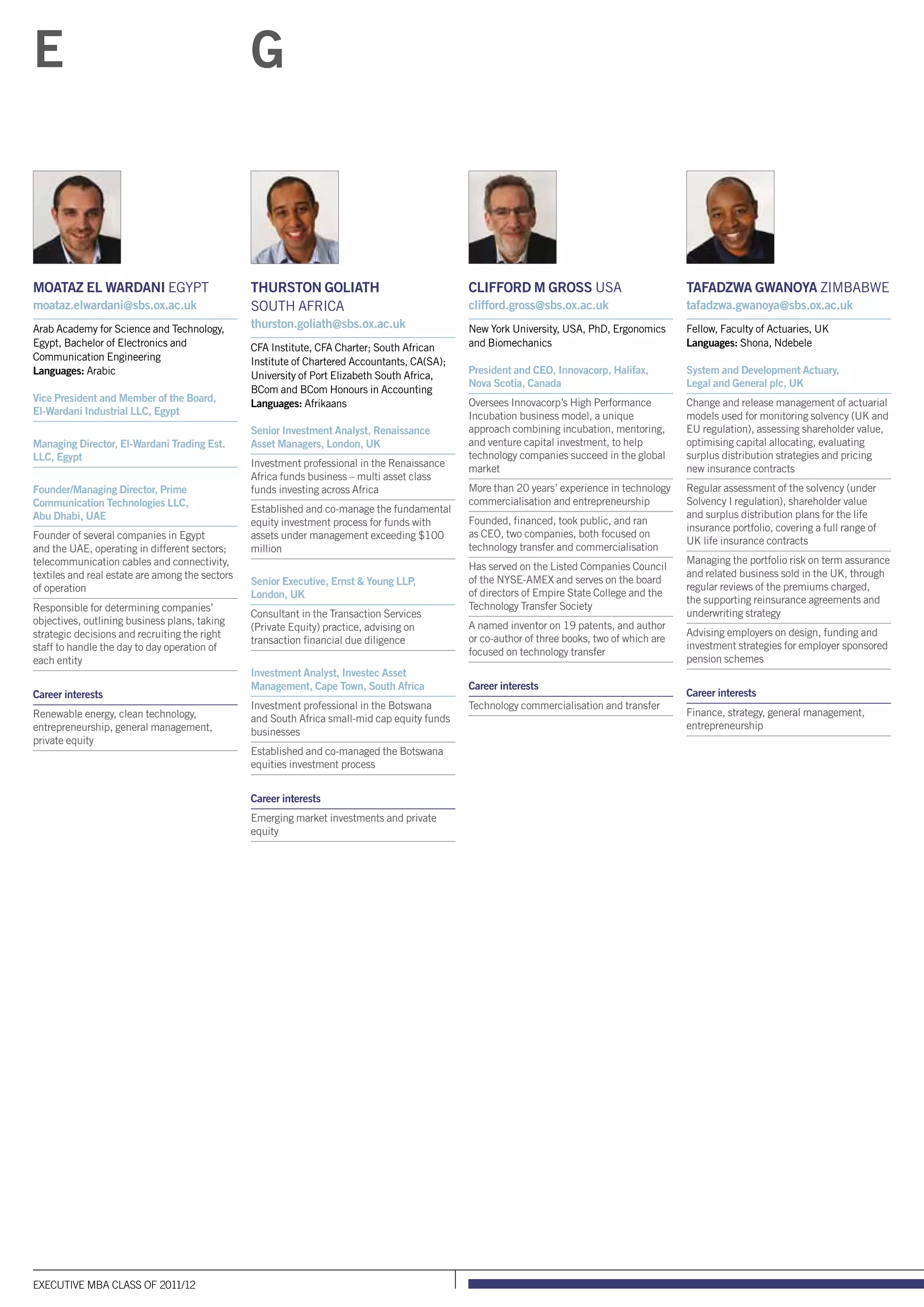 EMBA 8 ClassProfile book | PDF | Professional School | Postgraduate ...