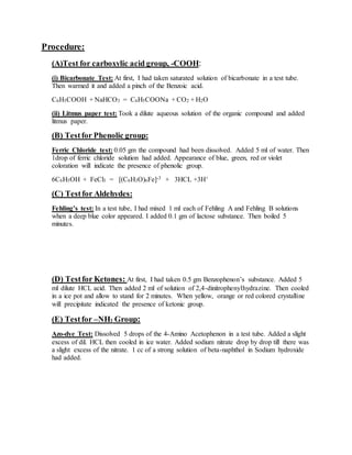 Detection and confirmation test for functional group | DOCX