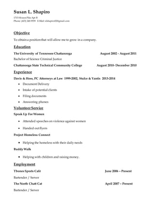 Susan Resume | DOCX | Legal Services Industry | Industries