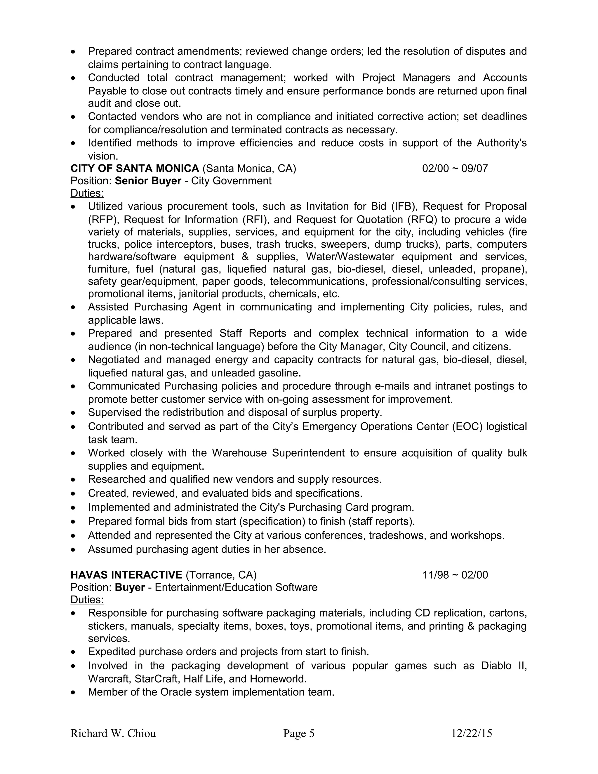 Richard Chiou - Resume (12-22-15) | DOC