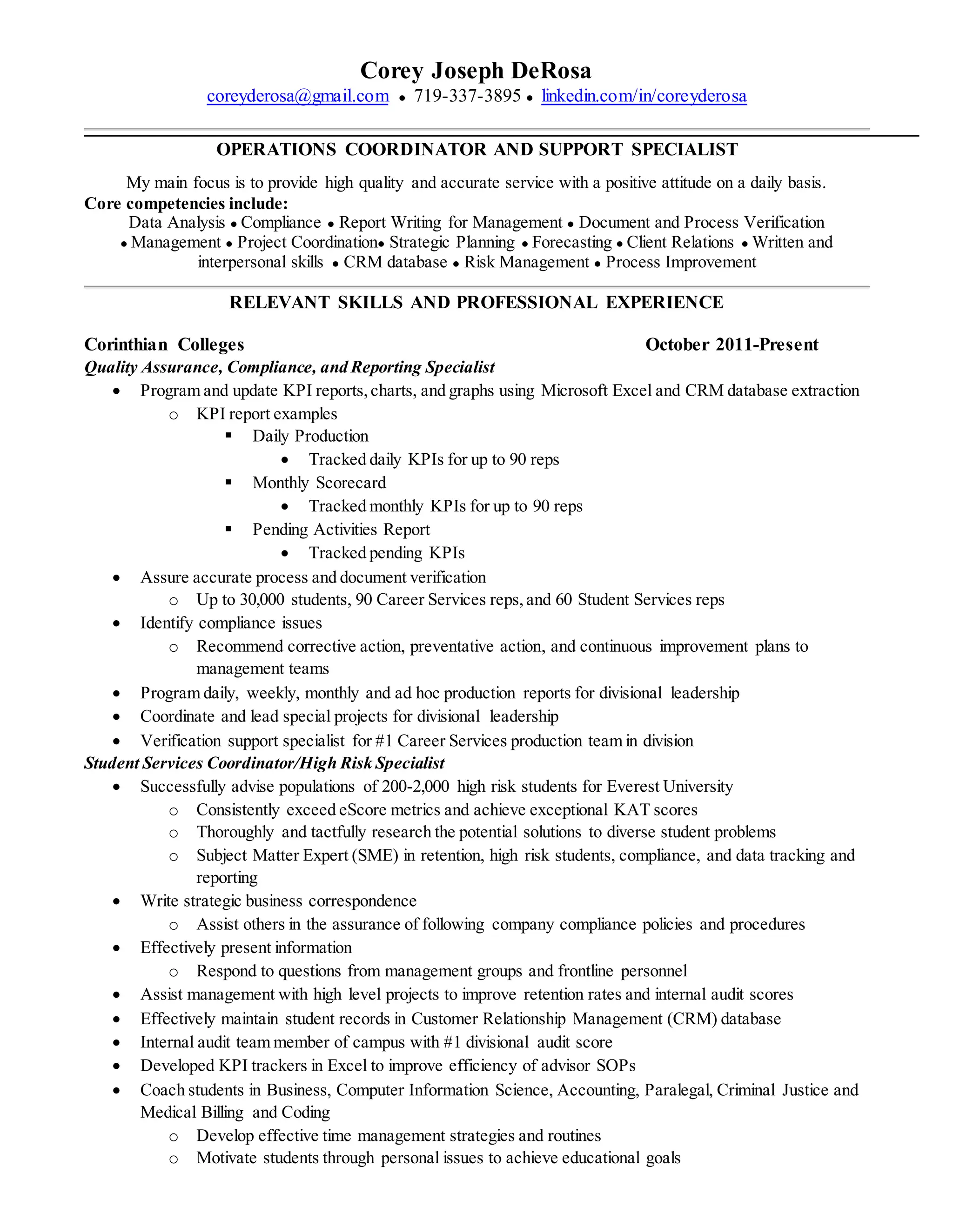 Corey DeRosa- Resume 2015 | DOCX