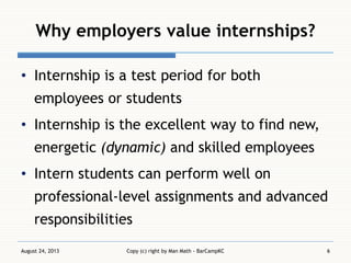 Benefit of doing Internship | PPTX