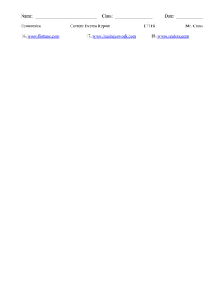 Current Events Assignment Rubric | DOC