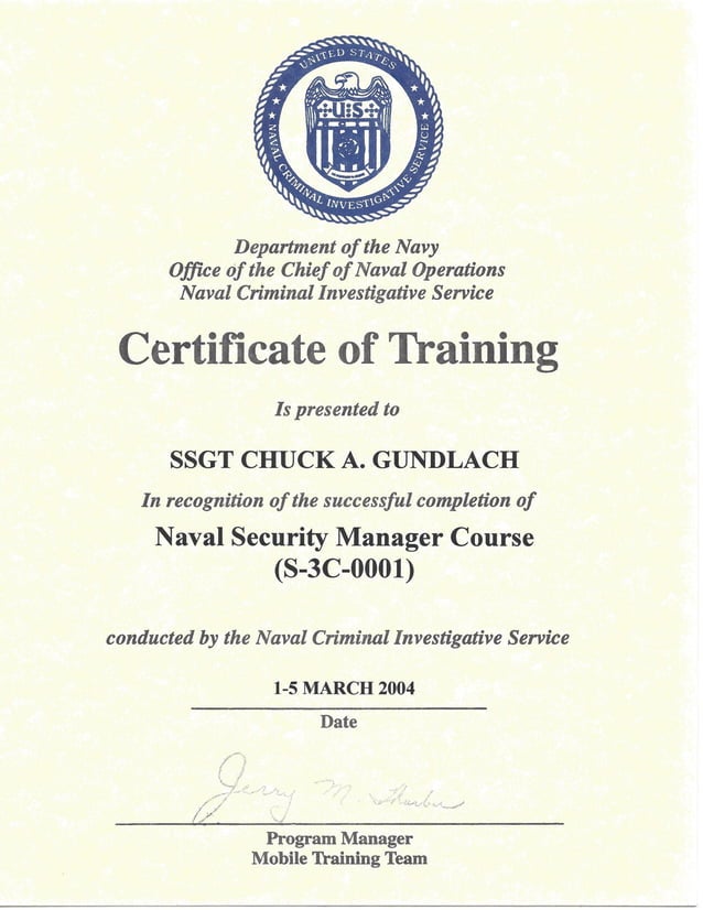Naval Security Manager Course 03:04 | PDF