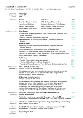RESUME+TANZIR TAHER CHOWDHURY | PDF