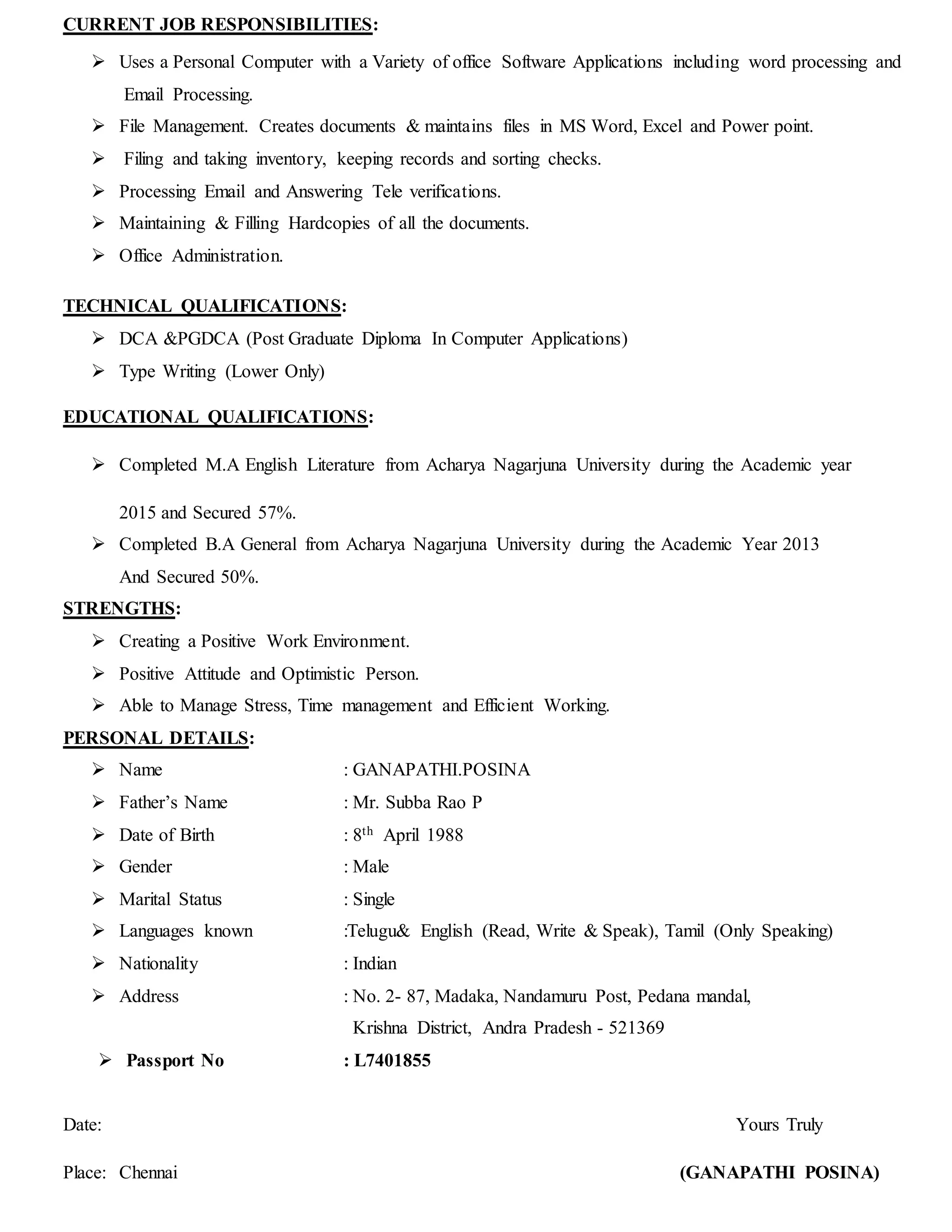 Office Assistant CV | DOCX