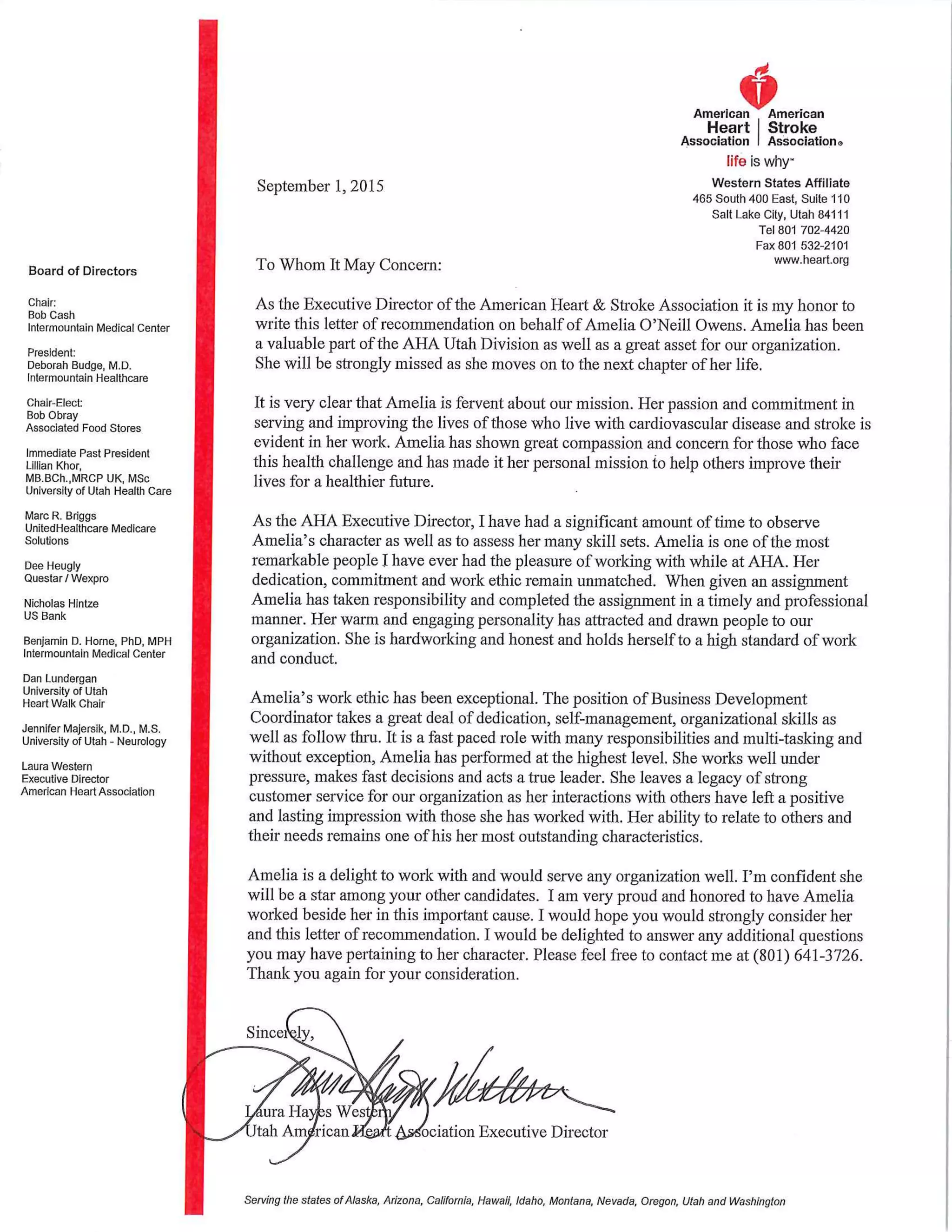 Laura Western Signed Letter of Rec. | PDF
