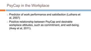 Psychological Capital, Organization Politics and Feedback Acceptance | PPTX