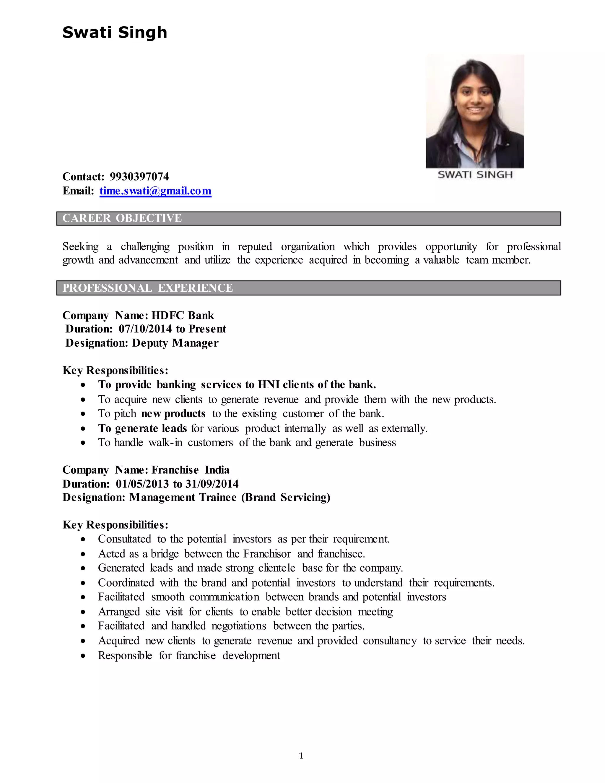 Swati Singh -Resume | PDF