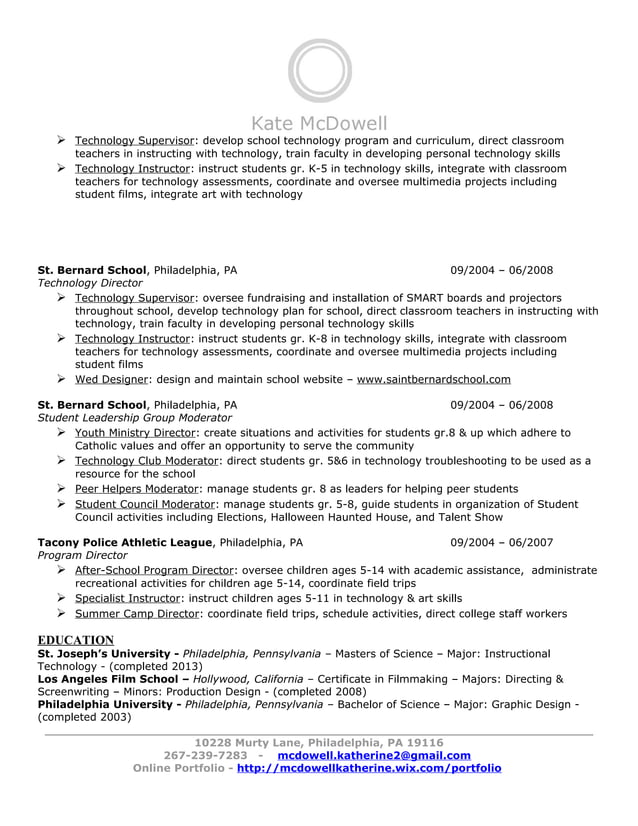 Kate McDowell resume (2_3_16) | DOC