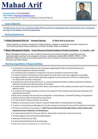 Mahad Arif CV | PDF