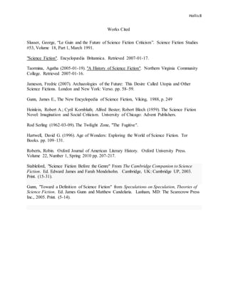 Science Fiction Essay Working Draft 2 | DOCX | Science Fiction | Genres