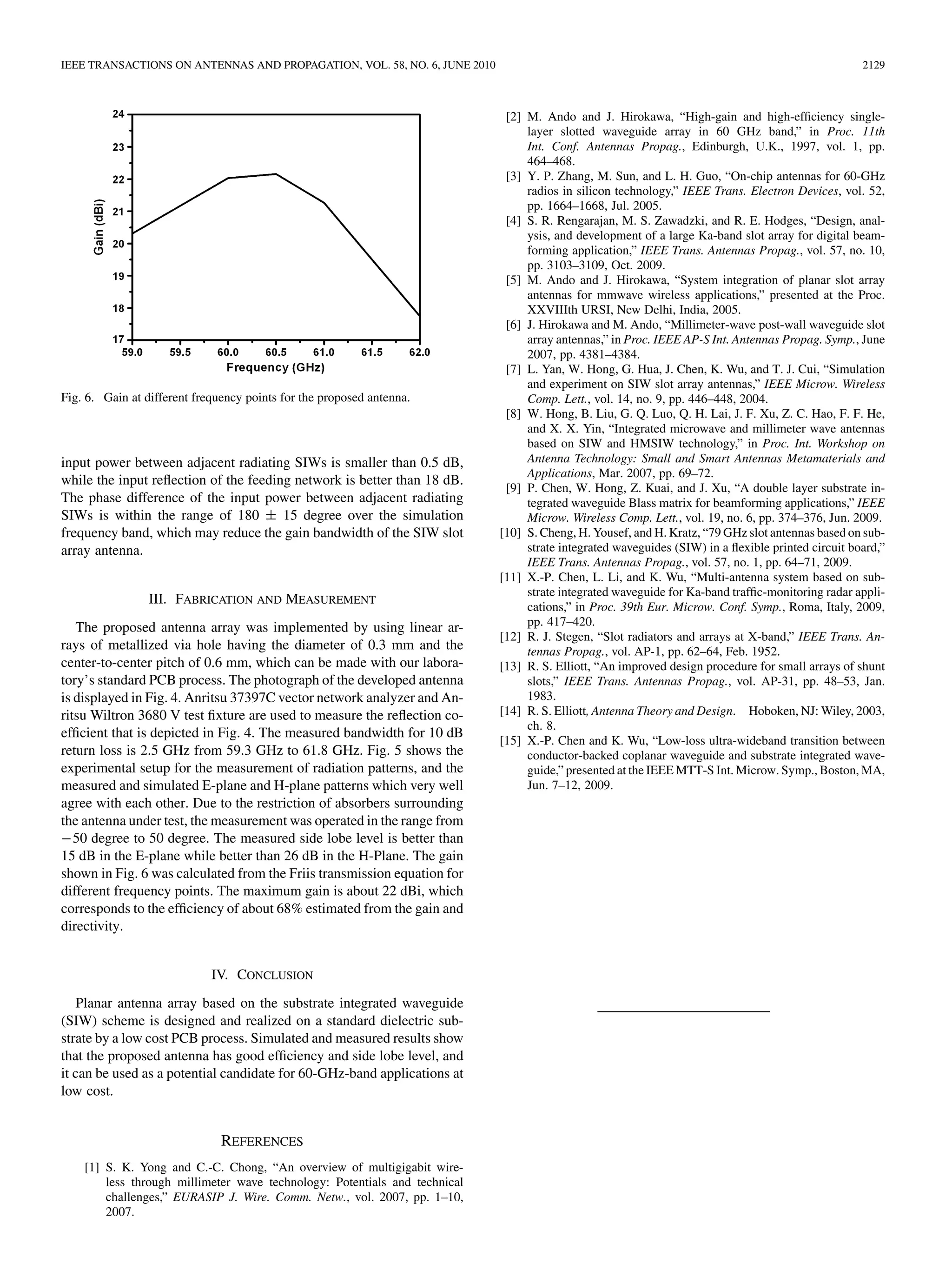 Low-Cost High Gain Planar Antenna Array for 60-GHz Band Applications | PDF