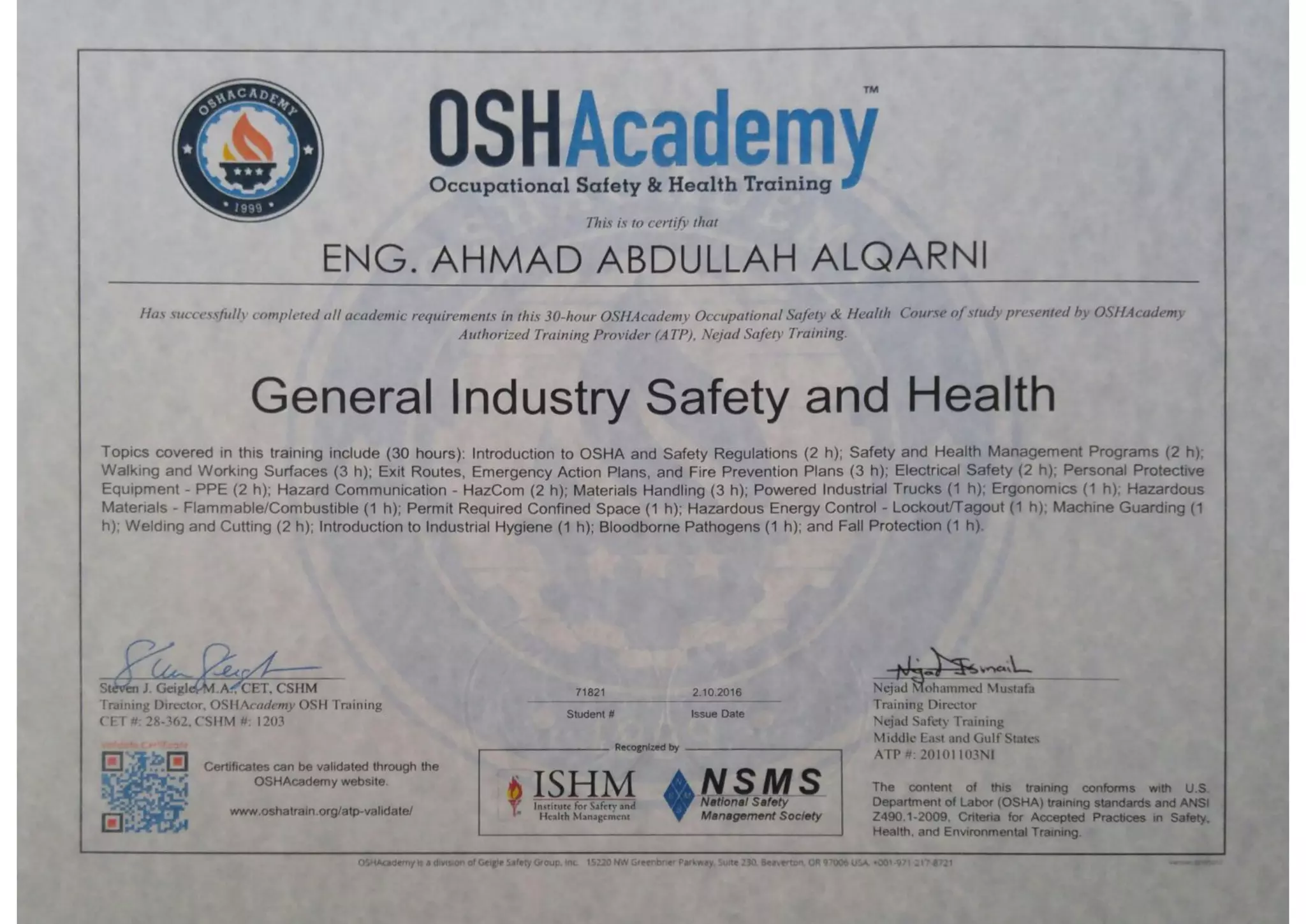 OSHA - General Course | PPT