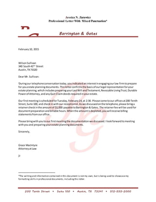 Professional Letter with Mixed Punctionation | PDF