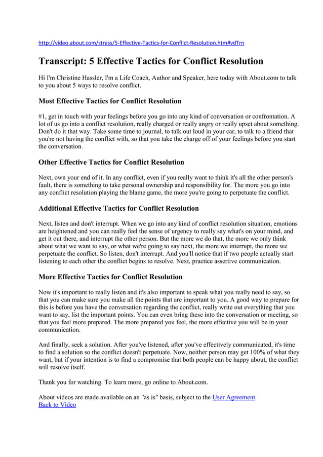 5 effective tactics for conflict resolution | PDF