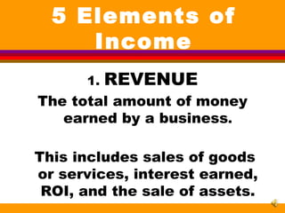 M6 L1 Continues 5 Elements of an Income Statement | PPT