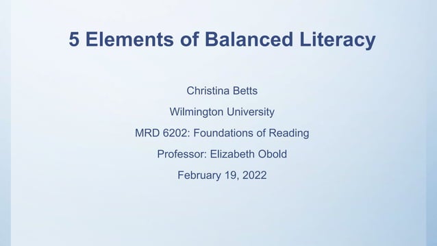 5 Components of Literacy | PPTX | Educational Assessment | Education