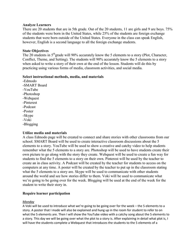 5 elements to a story unit plan | DOCX | Educational Assessment | Education